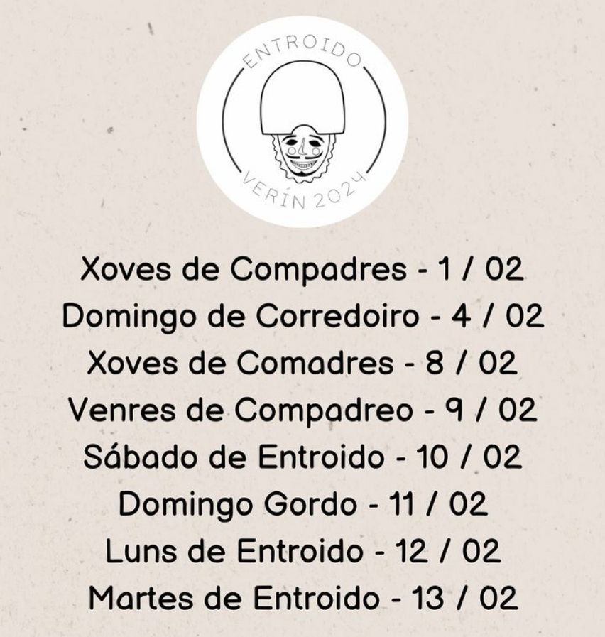 Calendario do Entroido de Verín no 2024 - OUrensenarede.com